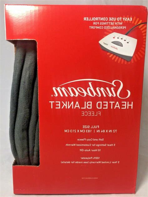 Sunbeam Full Size Electric Heated Fleece Blanket Grey