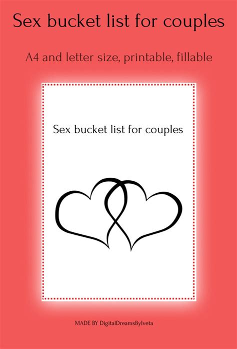 Sex Bucket List For Couples Printable Pdf A4 And Letter Version Fillable Etsy