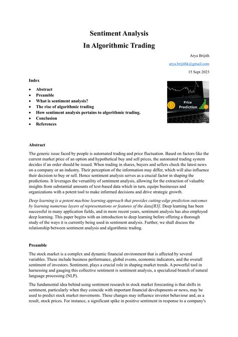 Pdf Sentiment Analysis In Algorithmic Trading