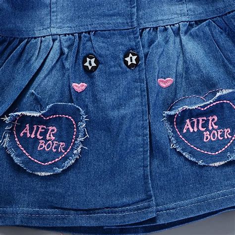 Badu Bg Diimuu Есенни модни дрехи за бебета и момичета Дънкова рокля с отложна яка Детско