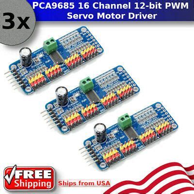 3pcs PCA9685 16 Channel 12 Bit PWM Servo Motor Driver I2C For Servo Business Industrial