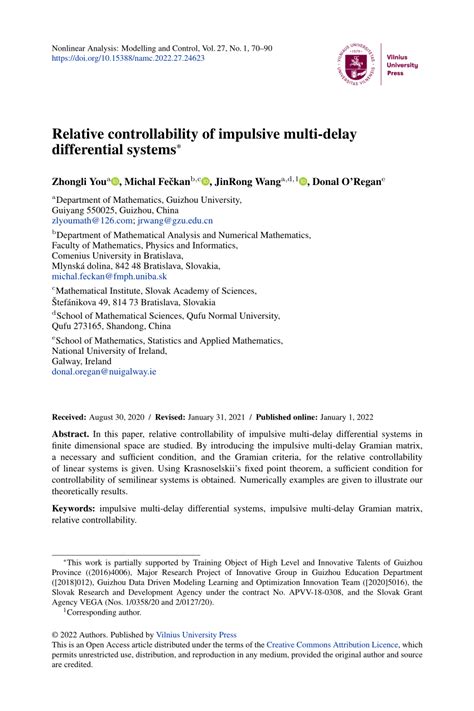 Pdf Relative Controllability Of Impulsive Multi Delay Differential Systems
