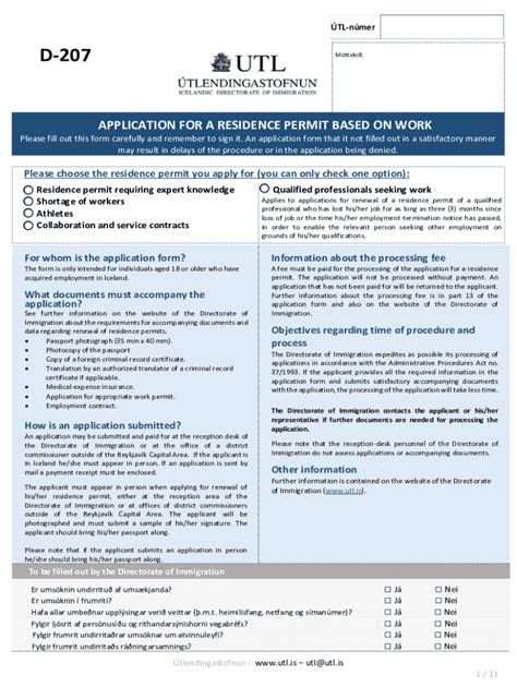 Fillable Online Application For A Permit For Residencefill Free Fillable Application