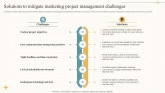 Solutions To Mitigate Marketing Project Management Challenges PPT Sample