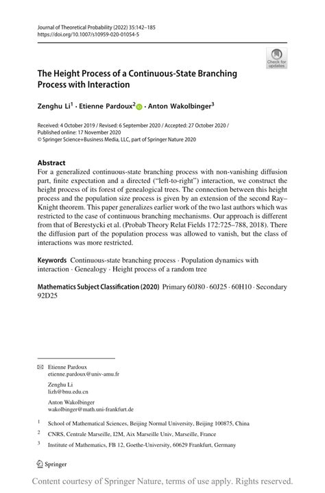 The Height Process Of A Continuous State Branching Process With Interaction