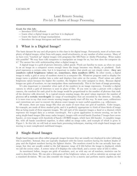 PDF Land Remote Sensing Pre Lab 2 Basics Of Image Processing Wray