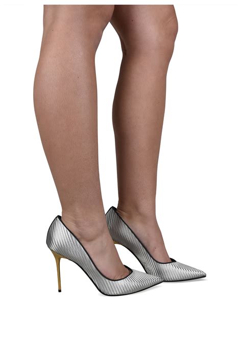 Luxury Womens Pumps Balmain Ruby Silver Pumps With Metallic Effect
