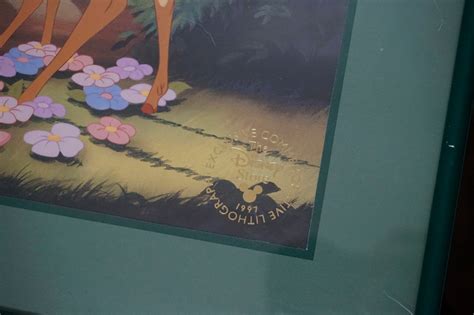 Framed Walt Disney Bambi Lithograph Flower And Thumper 1997 Exclusive