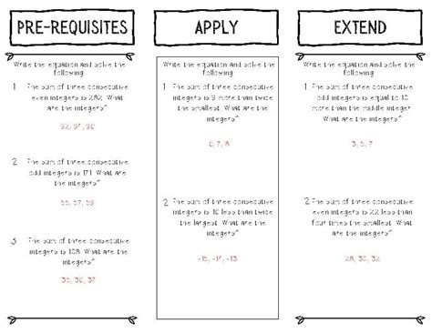 Consecutive Integer Word Problems Math Brochure By Math With Ms Gordon