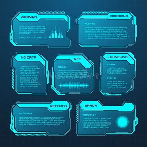 Blue Futuristic Hud Or Ui Elements Sci Fi User Interface Text Boxes Callouts Stock Vector