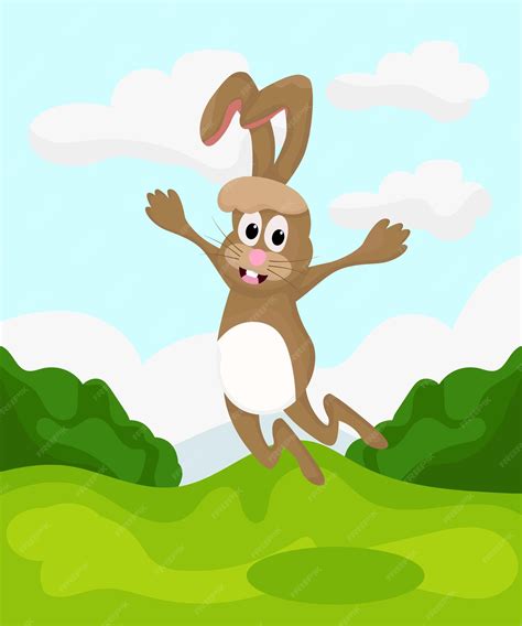 Premium Vector Cartoon Cute Rabbit Or Bunny Jumping Happy