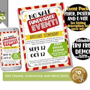 Editable No Sale Fundraiser Event Donation Flyer Donation Template