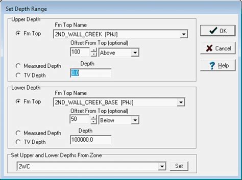 Log Crossplot Data Depths Tab