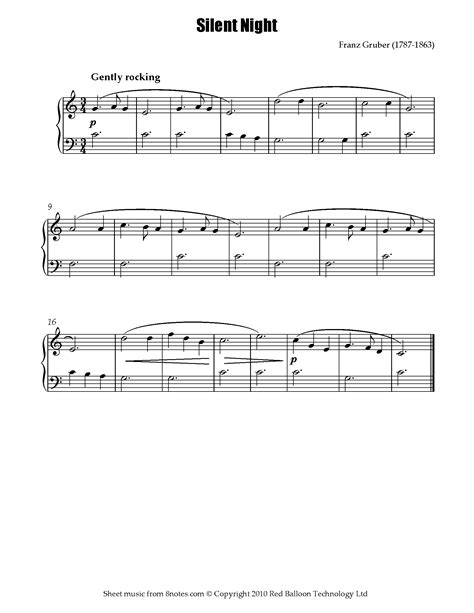 Silent Night Piano Sheet Music Free Printable Printable And Enjoyable