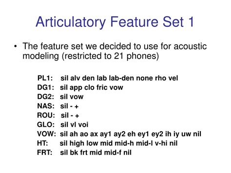 Ppt Visual Articulatory Feature Classification And A Comparison Of