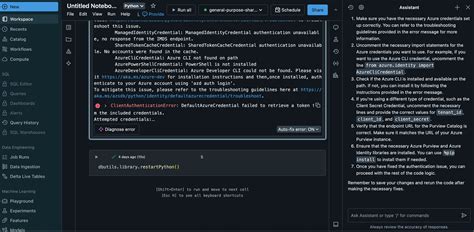 My Python Code Uses Azureclicredential Function But It Is Giving Error In Running In Synapse