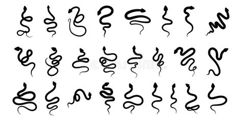 Snake Silhouette Icons Set Simple Tails And Heads Serpent Collection