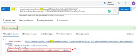 C Graph Api Get Employeenumber Stack Overflow