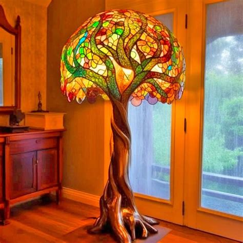 Oversized Stained Glass Tree Lamps Impressive Home Decor
