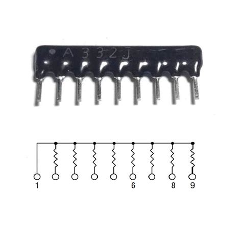 Sip Resistor 9 Pin 3 3k Ohm 8 Bussed Resistor Network Array A332j