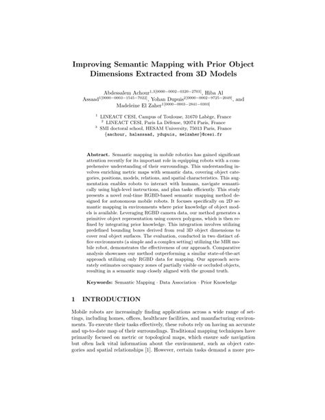 Pdf Improving Semantic Mapping With Prior Object Dimensions Extracted