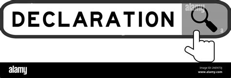 Search Banner In Word Declaration With Hand Over Magnifier Icon On