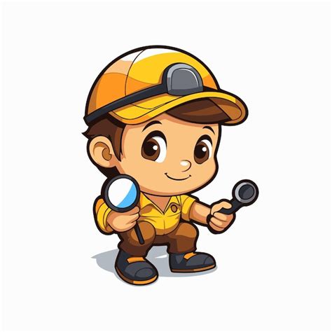 Premium Vector Cute Boy Holding Magnifying Glass In The Park Vector