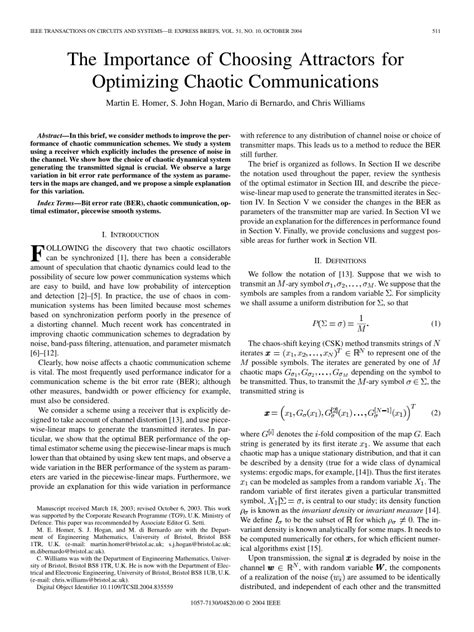 Pdf The Importance Of Choosing Attractors For Optimizing Chaotic Communications