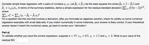 Solved Consider Simple Linear Regression With N Pairs Of