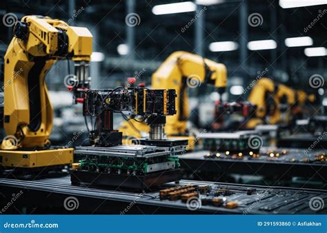 Advanced Printed Circuit Board With Components Electronics Assembly Line Royalty Free Stock