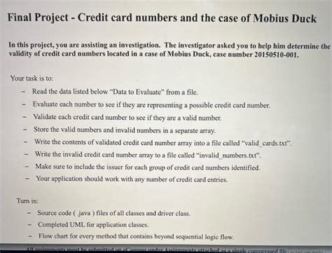 Solved Final Project Credit Card Numbers And The Case Of