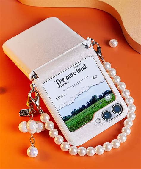 구름 키링 진주 스트랩 가죽 힌지보호 커버 하드 삼성 갤럭시 Z플립6 제트플립6 지플립6 Zflip6 F741 예쁜 플립6 디자인 케이스 에이블리