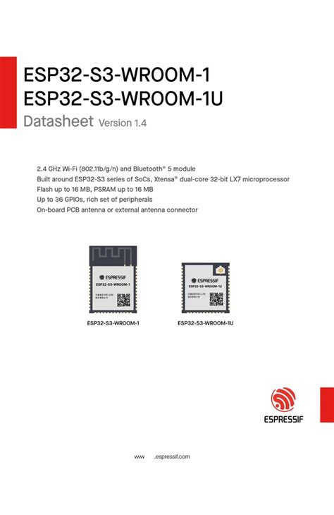 ESPRESSIF SYSTEMS Ghz Esp S Wroom N R Espressif V To V Model Name Number