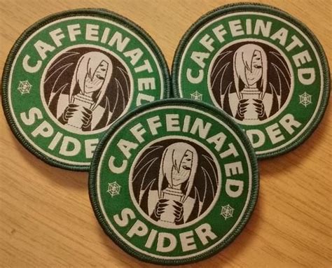 Caffeinated Spider Velcro Patch Spider Punk Patch Black Widow Patch
