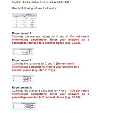 Solved Problem 10 7 Calculating Returns And Variability Lo