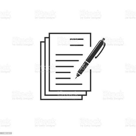 종이와 펜의 평면 아이콘 메모장 또는 노트북의 기호일부 텍스트 벡터 일러스트레이션 개념에 대한 스톡 벡터 아트 및 기타 이미지 개념 공부 교육 Istock