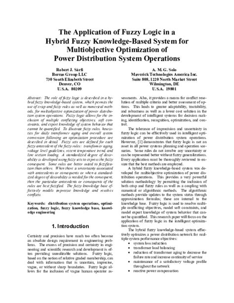 Pdf The Application Of Fuzzy Logic In A Hybrid Fuzzy Knowledge Based