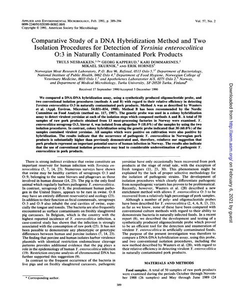 Pdf Dna Hybridization Method And Two Isolation Procedures For