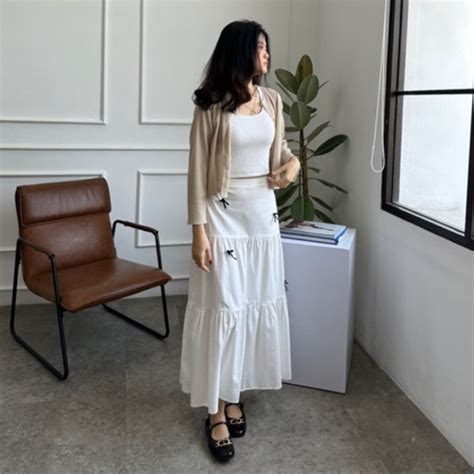 Jual Veeta Skirt Rok Susun Putih Rok Putih Panjang Rok Pita Putih Panjang Rok Wanita Hijab