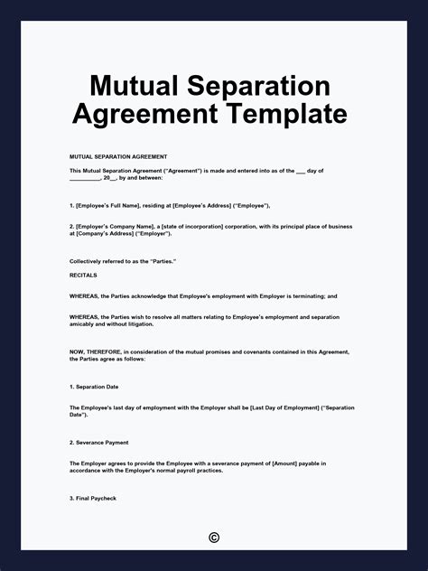 Mutual Separation Agreement Template