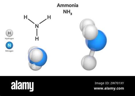 Ammonia Molecular Formula Nh3 Or H3n Is A Colorless Alkaline Gas Chemical Structure Model