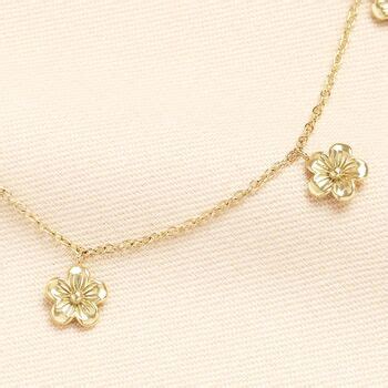 Stainless Steel Blossom Flower Pendant Necklace In Gold Plating By Lisa