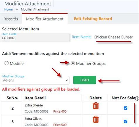 How To Attach Modifiers To Menu Items Nimbus Support