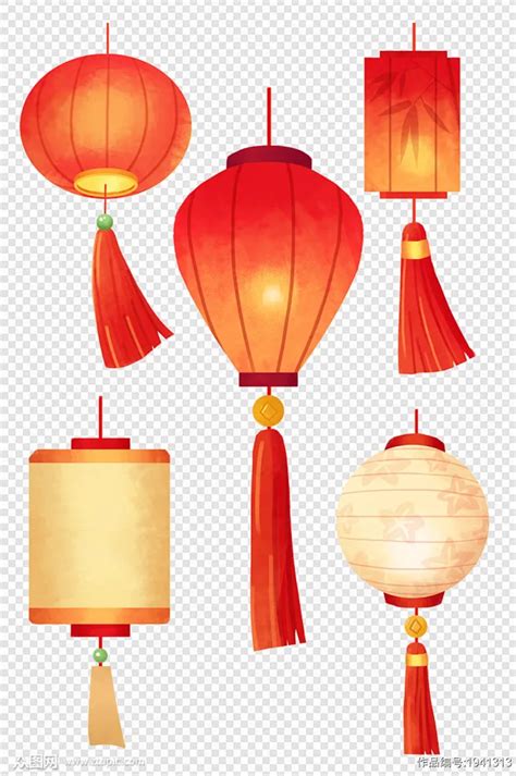 中国风喜庆灯笼春节除夕中元秋元宵节元素材素材 花瓣网