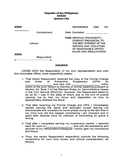 Sample Answer For Admin Case Pdf Dishonesty Justice