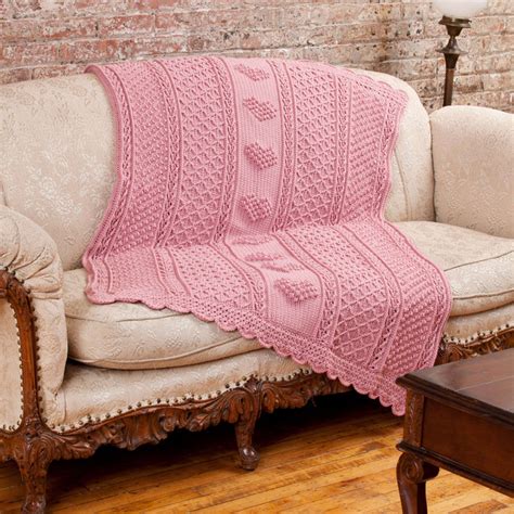 Free Red Heart Aran Hearts Throw Crochet Pattern Yarnspirations