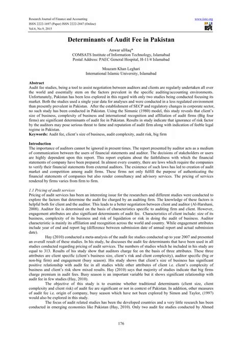 Pdf Determinants Of Audit Fee In Pakistan Dokumen Tips
