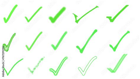 Green Check Mark And Red Cross Icon Set Circle And Square Tick Symbol In Green Color Hand