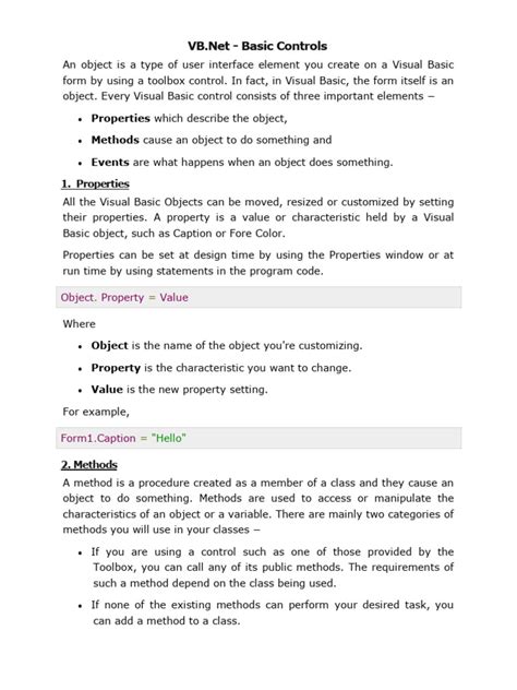 Vbnet Controls For Developers Pdf Window Computing Software