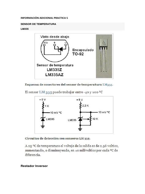 Sensor De Temperatura Lm335 Pract 5 Pdf